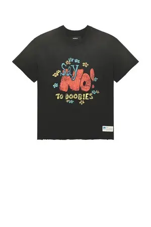 NAHMIAS Say No Open Hem Fitted Tee In Black