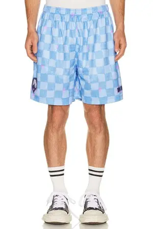 NAHMIAS Scribble Check Soccer Shorts - Blue Iris