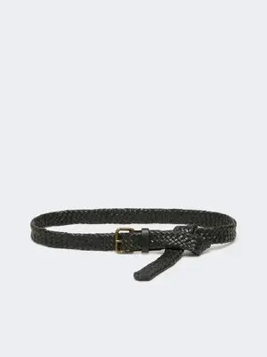 Max Mara Woven Leather Belt - Black