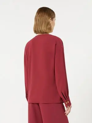 Max Mara Technical Cady Blouse With Draped Detail - Ruby