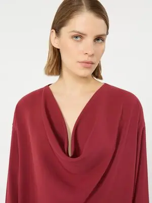 Max Mara Technical Cady Blouse With Draped Detail - Ruby