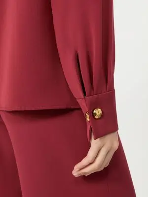 Max Mara Technical Cady Blouse With Draped Detail - Ruby