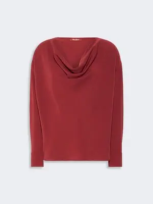 Max Mara Technical Cady Blouse With Draped Detail - Ruby