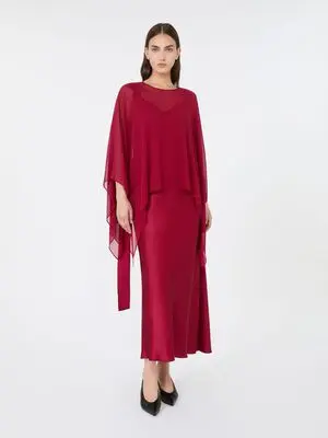 Max Mara Silk Georgette Cropped Cape - Ruby