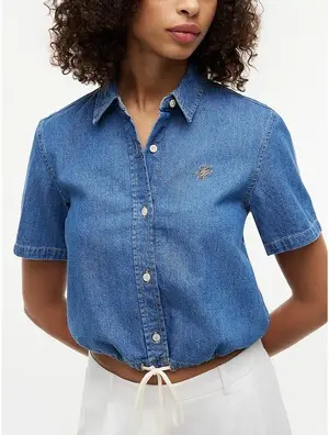 Tommy Hilfiger Short Sleeve Denim Tie-hem Shirt