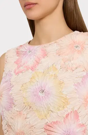 MILLY Ivette Beaded Floral Appliqué Mini Dress - Rainbow Multi