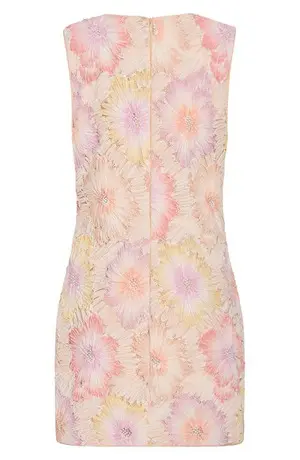 MILLY Ivette Beaded Floral Appliqué Mini Dress - Rainbow Multi