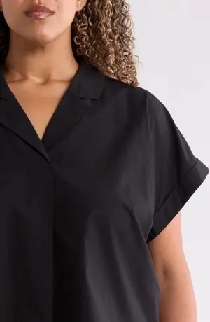 Eileen Fisher Notch Collar Organic Cotton Top