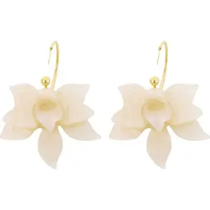 PANACEA Resin Flower Drop Earrings With Gold Accents - Ivory