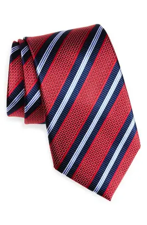 Nordstrom Textured Stripe Silk Neck Tie - Red