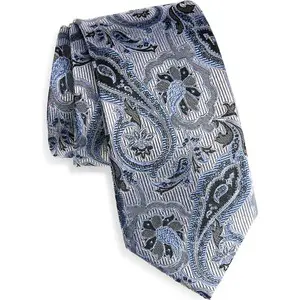 Nordstrom Floral Paisley Silk Tie - Silver