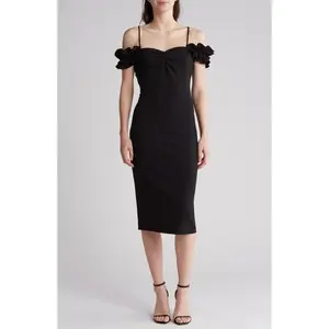 Rachel Rachel Roy Parcella Cold Shoulder Midi Dress - Black