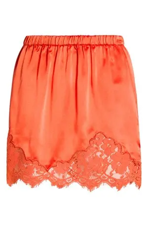 RE/DONE Alexia Lace Trim Silk Blend Slip Miniskirt