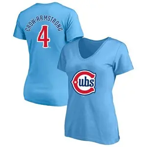 Profile Pete Crow-armstrong Chicago Cubs Name & Number V-neck T-shirt - Light Blue