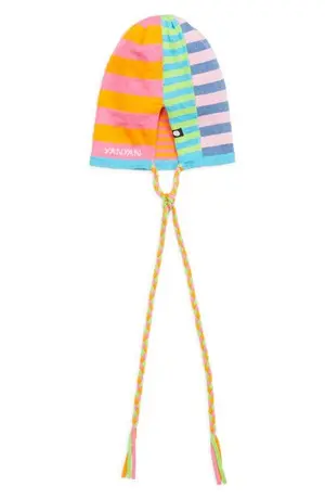 YANYAN Patchwork Stripe Linen Blend Beanie