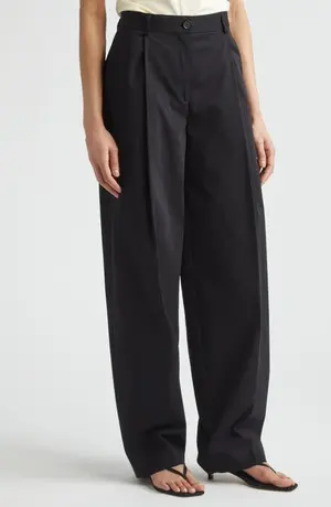 TOTEME Single Pleat Organic Cotton Trousers - Black