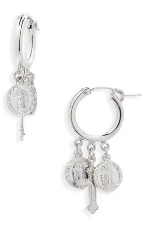CHILD OF WILD Hail Mary Charm Drop Earrings - Silver