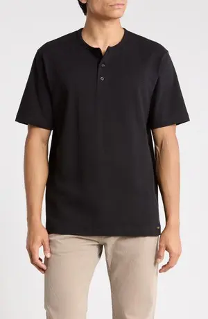 SEAGER CO Cotton Henley - Black