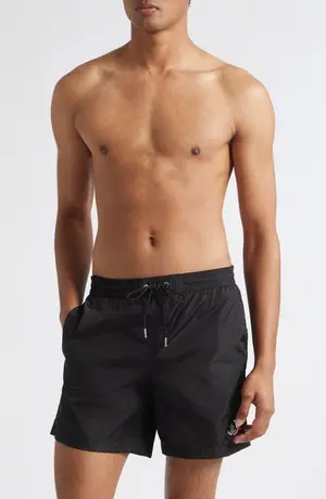 Moncler Logo Patch Swim Trunks - Black