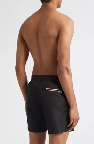 Moncler Logo Patch Swim Trunks - Black