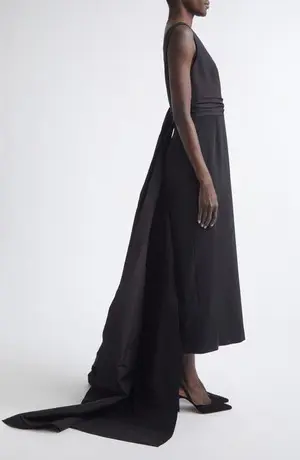 Carolina Herrera Silk Faille & Viscose Column Gown With Back Bow