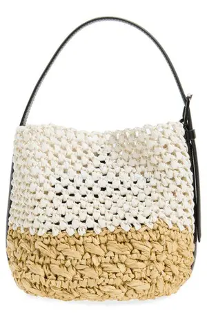 TOTEME Small Belted Paper Raffia Tote - Ecru/vanilla