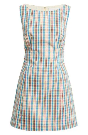 Faithfull The Brand Lydie Check Cotton & Linen Mini Dress