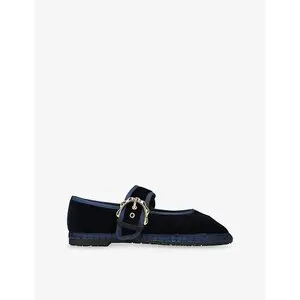 FLABELUS Sophie Velvet Ballet Flats - Blue/dark