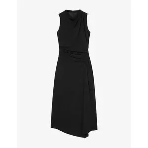Whistles Ruched Cowl Neck Midi Dress - Black