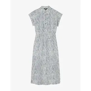 Whistles Animal Print Cotton Midi Dress - Blue