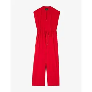 Whistles Sleeveless Drawstring-waist Woven Jumpsuit - Red
