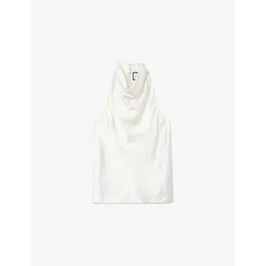 REISS Kora Cowl-neck Silk Top