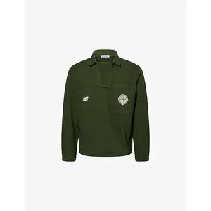 Stone Island X New Balance Drill Brand-patch Cotton Polo Sweatshirt - Juniper