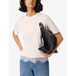 Whistles Lace-trimmed Cotton-jersey T-shirt - Cream