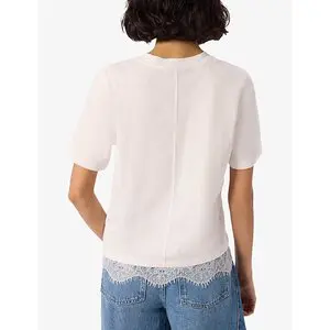 Whistles Lace-trimmed Cotton-jersey T-shirt - Cream