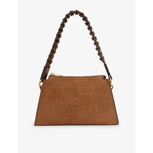 REISS Avery Mock-croc Suede Shoulder Bag
