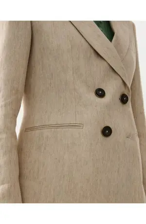 FORTELA Bastien Classic Double-breasted Linen Jacket - Cream