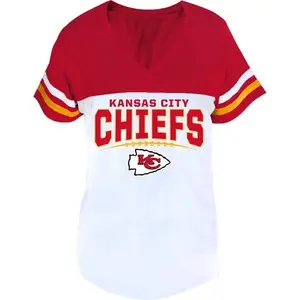 Profile White Kansas City Chiefs Split Body V-neck T-shirt - Red