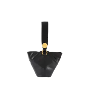 ESTHERA 9pm Leather Shoulder Bag Black