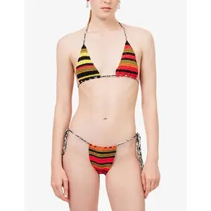 JADED LONDON Selka Striped Crochet Bikini Top