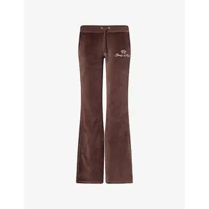 SPORTY & RICH X Juicy Couture Velour-cotton Jogging Bottoms - Chocolate