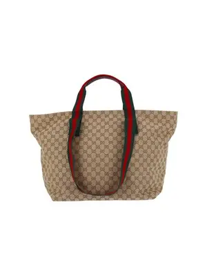 Gucci Gg Canvas Tote Bag With Web Detail - Beige