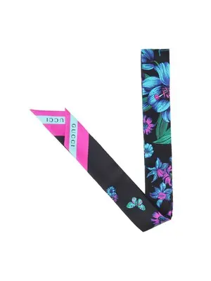 Gucci Printed Silk Scarf Black