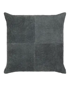 Livabliss Corduroy Quarters Decorative Pillow, 22l X 22w - Charcoal