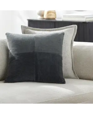 Livabliss Corduroy Quarters Decorative Pillow, 22l X 22w - Charcoal