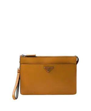 Prada Saffiano Leather Pouch - Orange