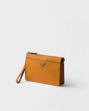 Prada Saffiano Leather Pouch - Orange