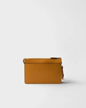 Prada Saffiano Leather Pouch - Orange