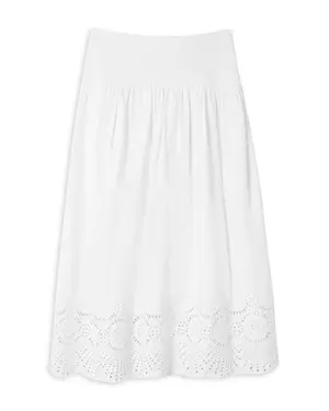 Whistles Broderie Cotton Midi Skirt