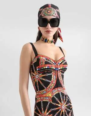 Dolce & Gabbana Carretto-print Short Charmeuse Dress
